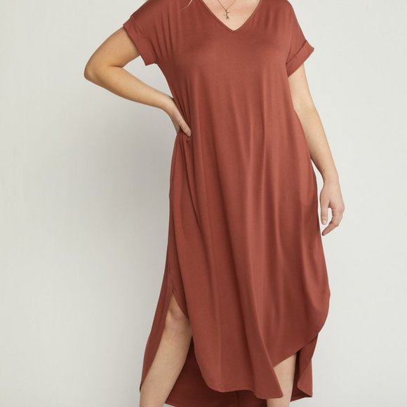 entro | Dresses | Nwt Entro Jersey Knit V Neckline Maxi Dress With ...